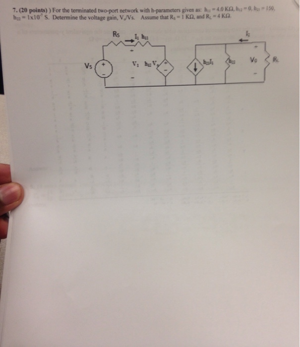 Solved For the terminated two-port network with h-parameters | Chegg.com