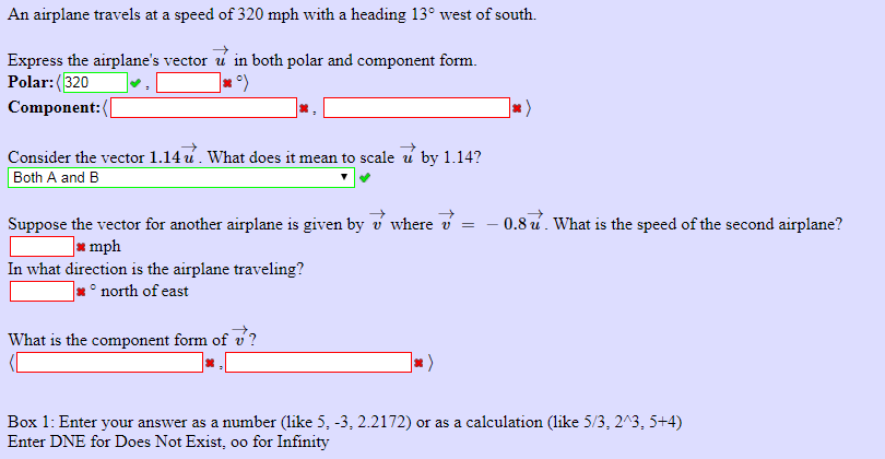 Solved An airplane travels at a speed of 320 mph with a | Chegg.com