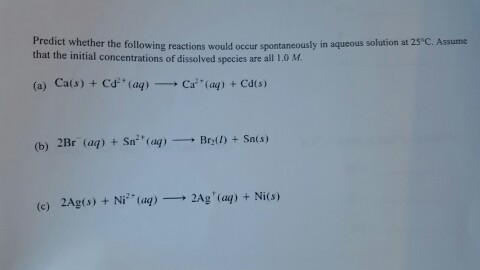 Solved Predict whether the following reactions would occur | Chegg.com