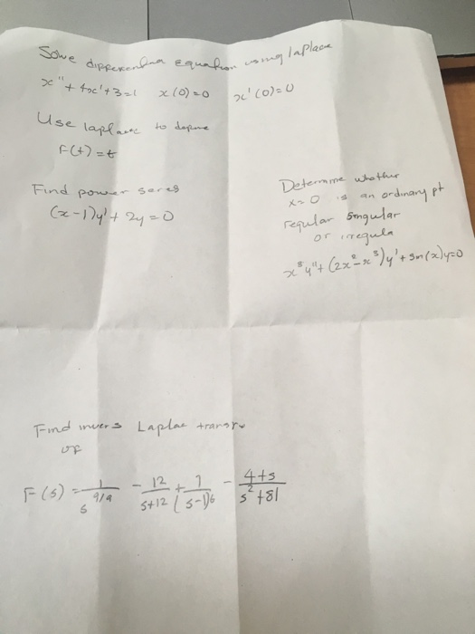 Solved Solve equation using laplace x Solved Solve equation using laplace x