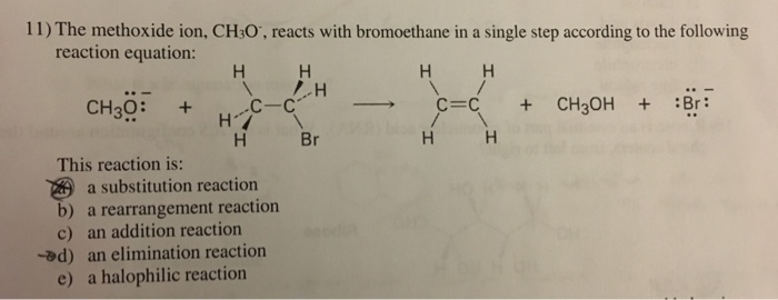 Solved The methoxide ion, CH_3O, reacts with bromoethane in | Chegg.com