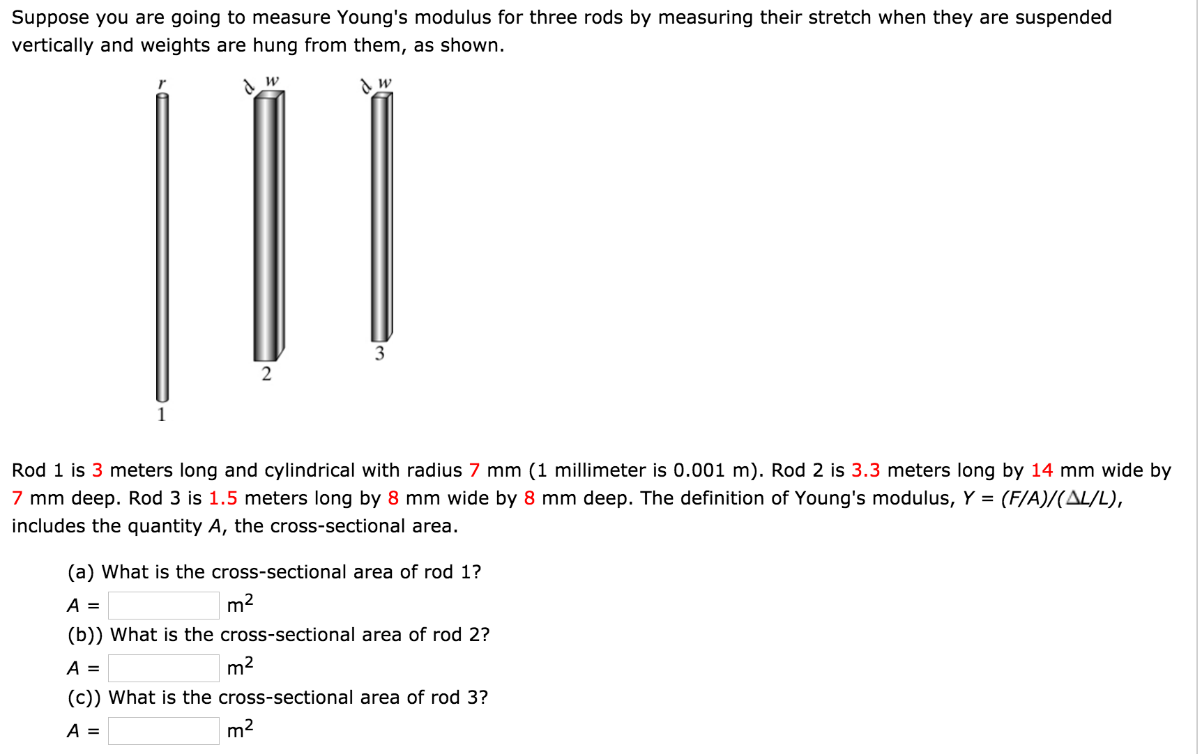 Solved Suppose you are going to measure Young's modulus for | Chegg.com