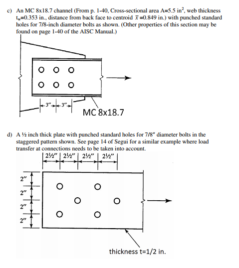 Solved 3. Compute the net section areas An of the following | Chegg.com