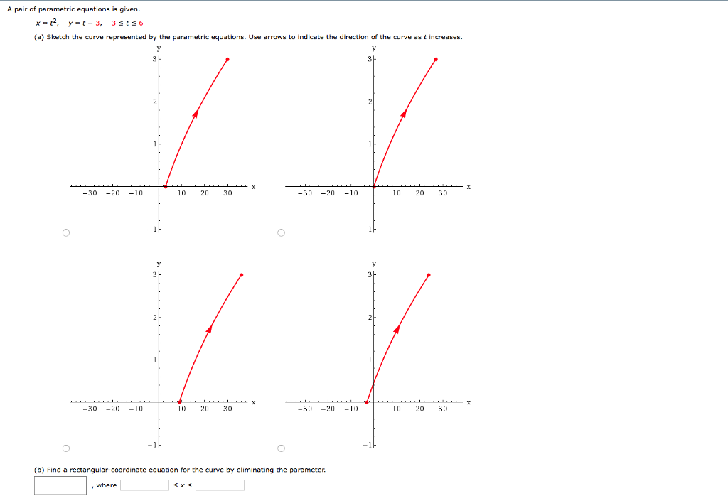 Solved A Pair Of Parametric Equations Is Given X T 2 Y