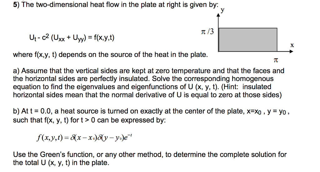 Solved 5) The two-dimensional heat flow in the plate at | Chegg.com