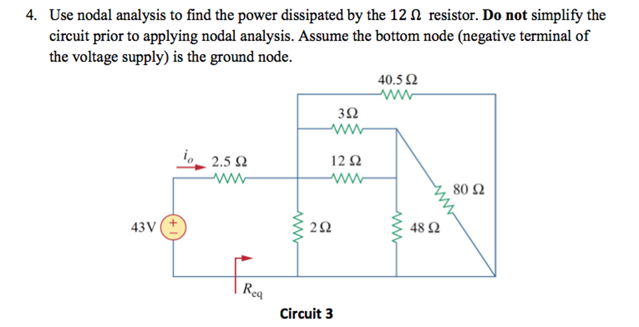 Solved Use nodal analysis to find the power dissipated by | Chegg.com