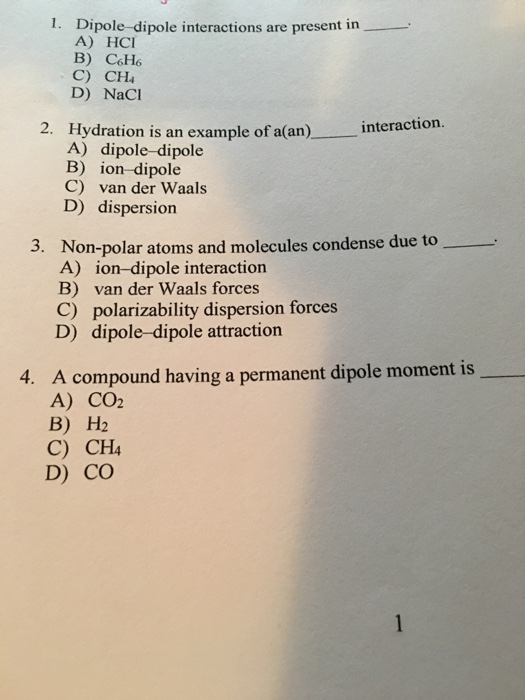 Ion Dipole Examples Of Molecules