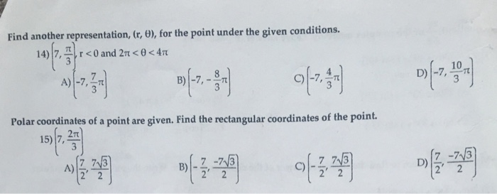 Solved Find another representation, (r, 0), for the point | Chegg.com