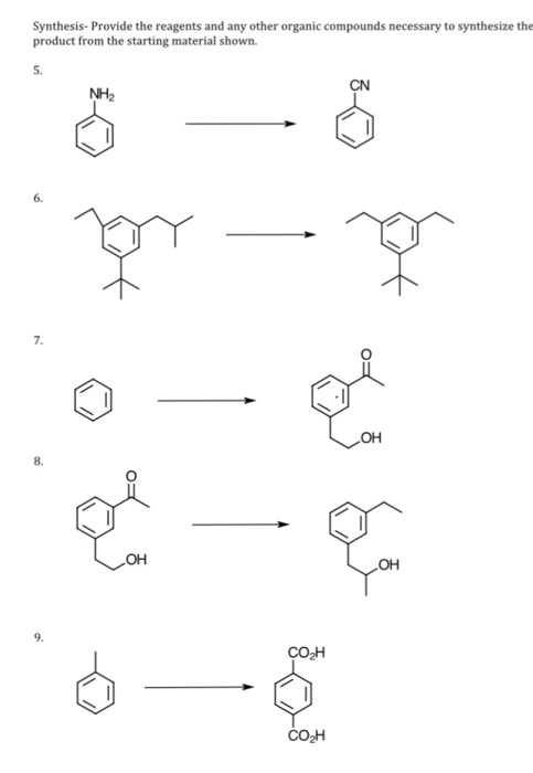 Solved Synthesis- Provide the reagents and any other organic | Chegg.com