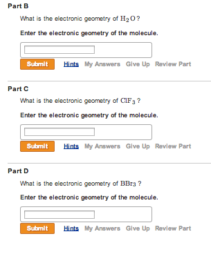 What is the electronic geometry of H2O? Enter the | Chegg.com