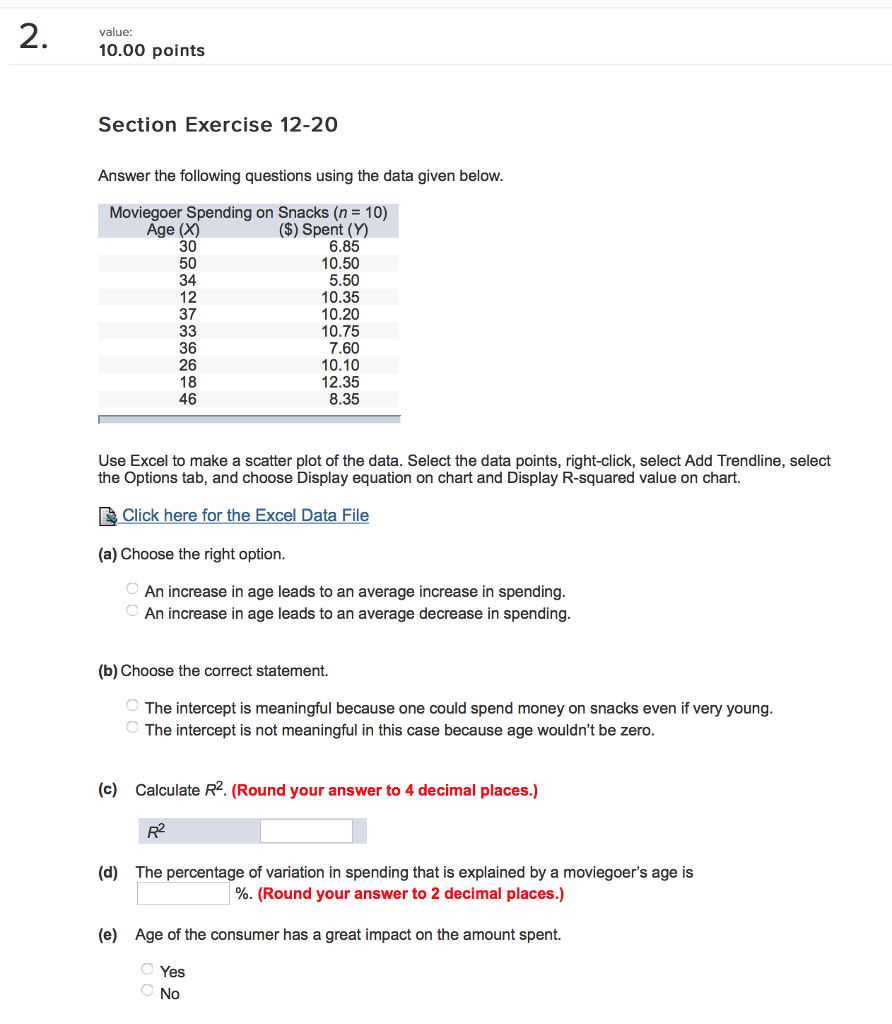 Solved value: 10.00 points Section Exercise 12-20 Answer the | Chegg.com