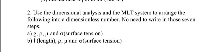 Solved Use the dimensional analysis and the MLT system to | Chegg.com