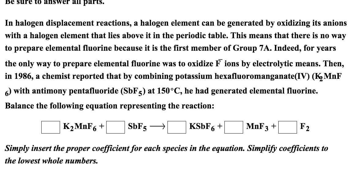Displacement Reaction Of Halogens