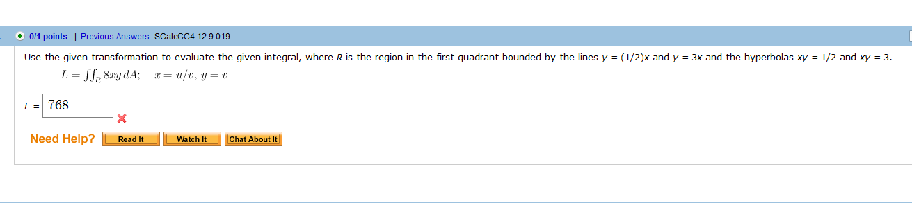 Solved Use the given transformation to evaluate the given | Chegg.com