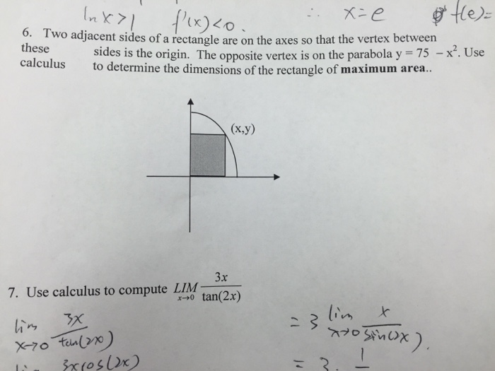 Solved Two adjacent sides of a rectangle are on the axes so | Chegg.com