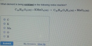 Solved What element is Being oxidized in the following redox | Chegg.com