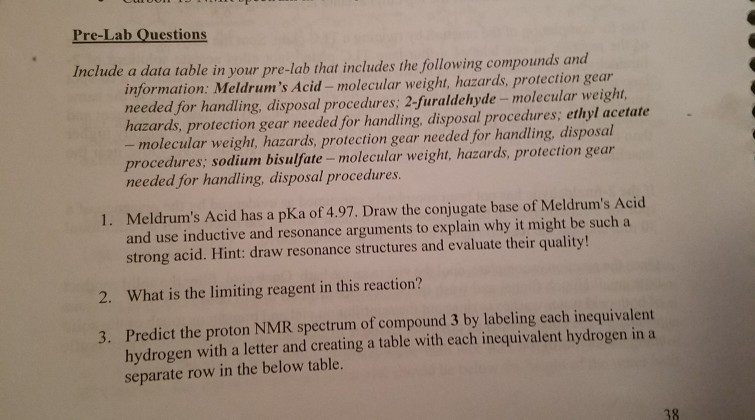 Solved Pre-Lab Questions Include a data table in your | Chegg.com