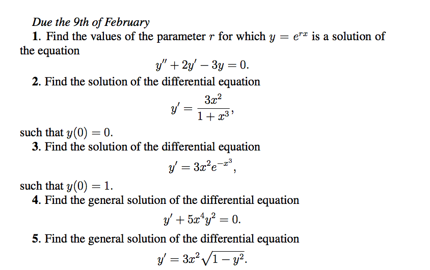 Solved Find the values of the parameter r for which y = e^rx | Chegg.com
