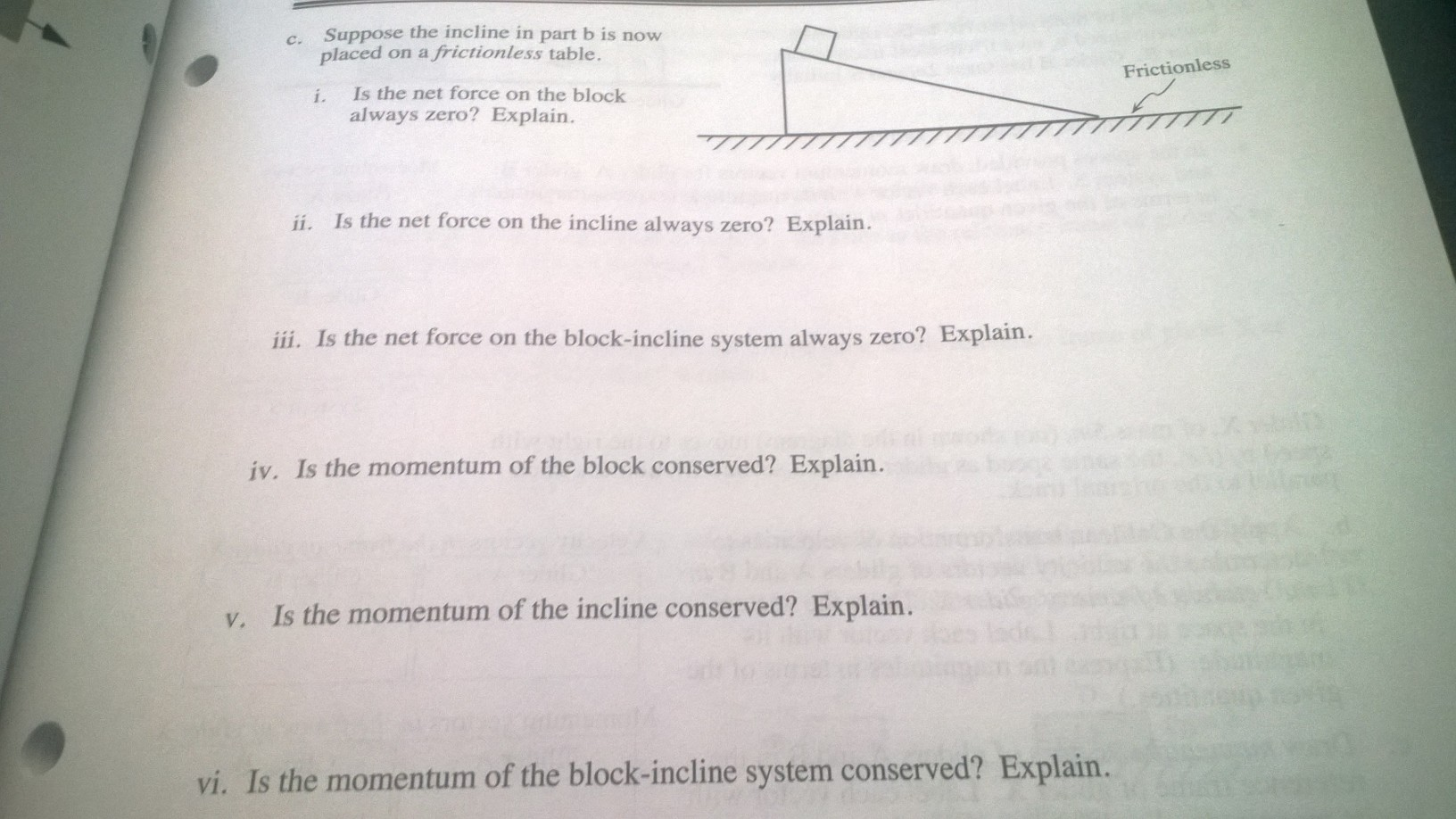 Solved b. A block slides down a frictionless Incline at rest | Chegg.com