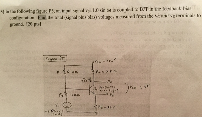 Solved In the following figure P5. an input signal v_s=1.0 | Chegg.com