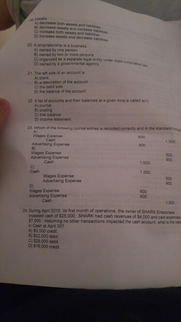 Solved g Credits A) decrease both assets and liabities B) | Chegg.com