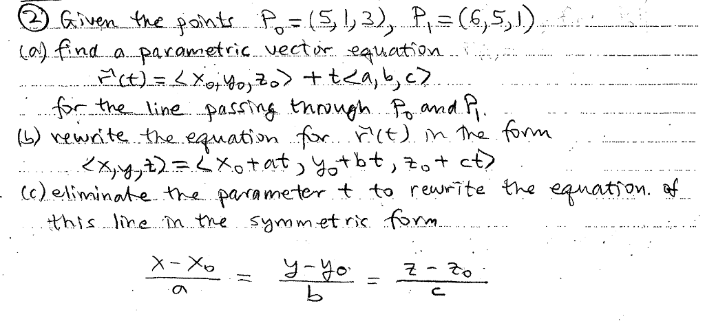 Solved Given The Points A Find A Parametric Vector Equation