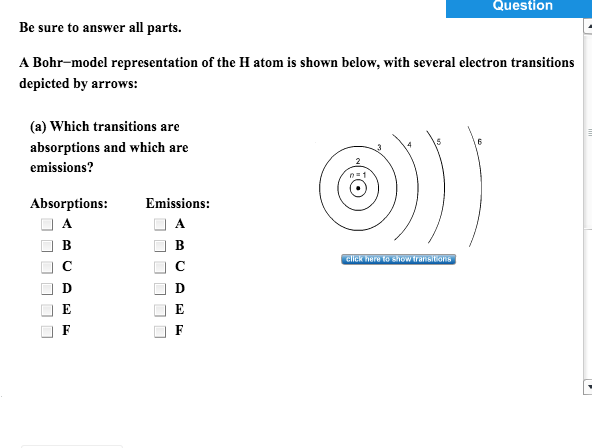 Solved A Bohr-model representation of the H atom is shown | Chegg.com