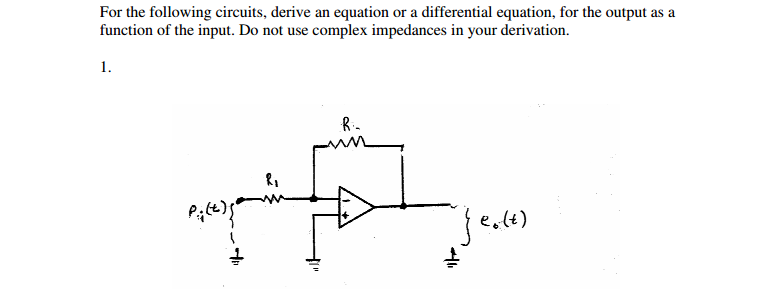 Solved Derive A Differential Equation For The Output As A 