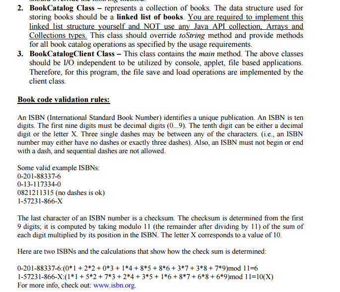 Book Cataloging System Write a program to manage a | Chegg.com