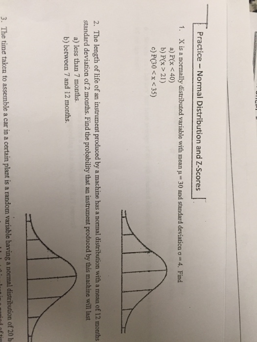 Solved X is a normally distributed variable with mean mu = | Chegg.com