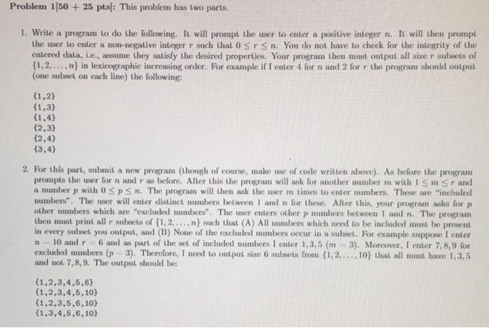 Solved This problem has two parts. Write a program to do | Chegg.com