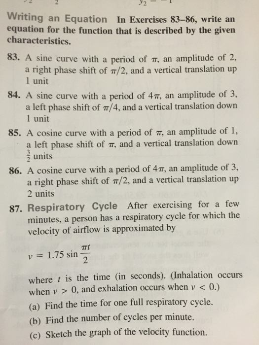Solved Writing an Equation In Exercises 83-86, write an | Chegg.com