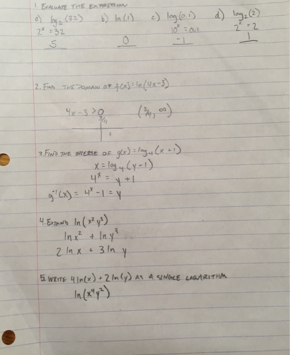 Solved EVACUATE THE EXPRESSION log_2 (32) ln (1) log | Chegg.com