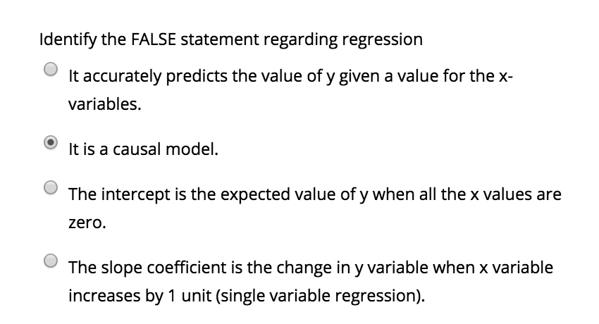 Solved Identify the FALSE statement regarding regression It | Chegg.com