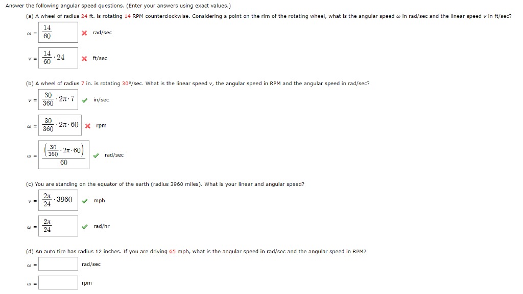 Solved Answer The Following Angular Speed Questions Enter