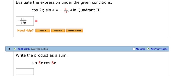 Solved Evaluate the expression under the given conditions, | Chegg.com