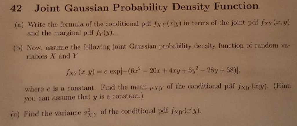 Solved 42 Joint Gaussian Probability Density Function (a) | Chegg.com