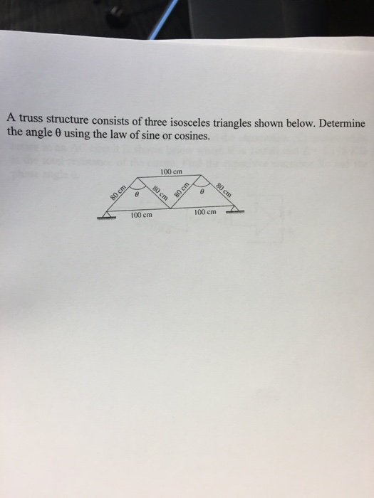Solved A truss structure consists of three isosceles | Chegg.com