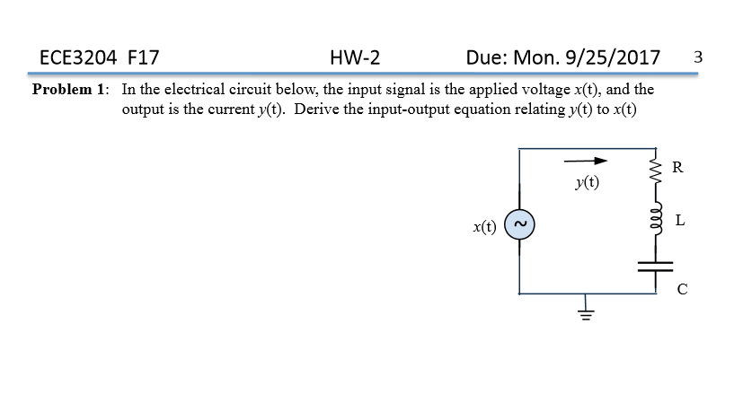 Solved ECE3204 F17 HW-2 Due: Mon. 9/25/2017 3 Problem 1 In | Chegg.com