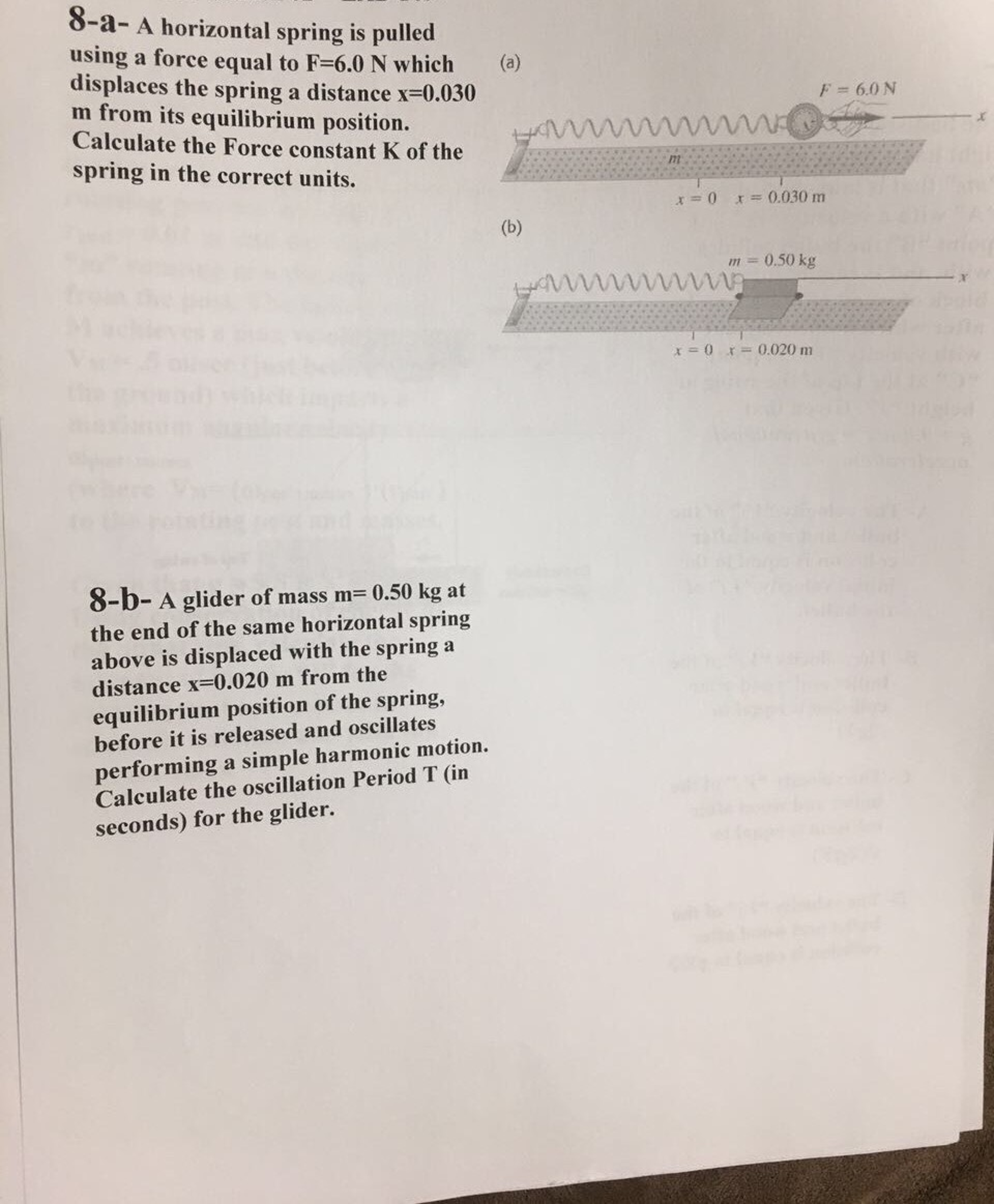 Solved A horizontal spring is pulled using a force equal to | Chegg.com