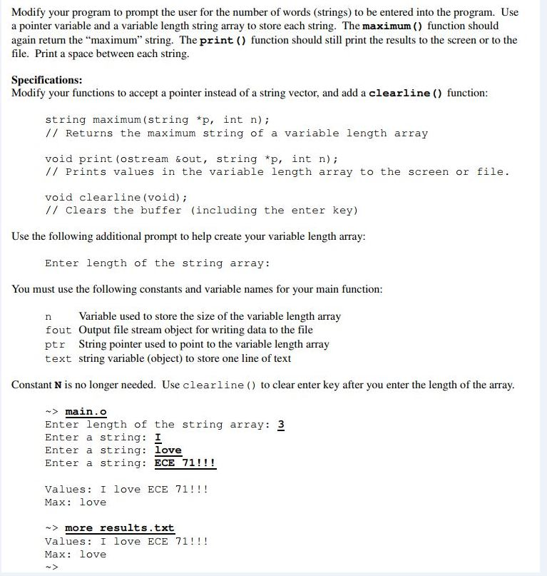 Solved Modify your program to prompt the user for the number | Chegg.com