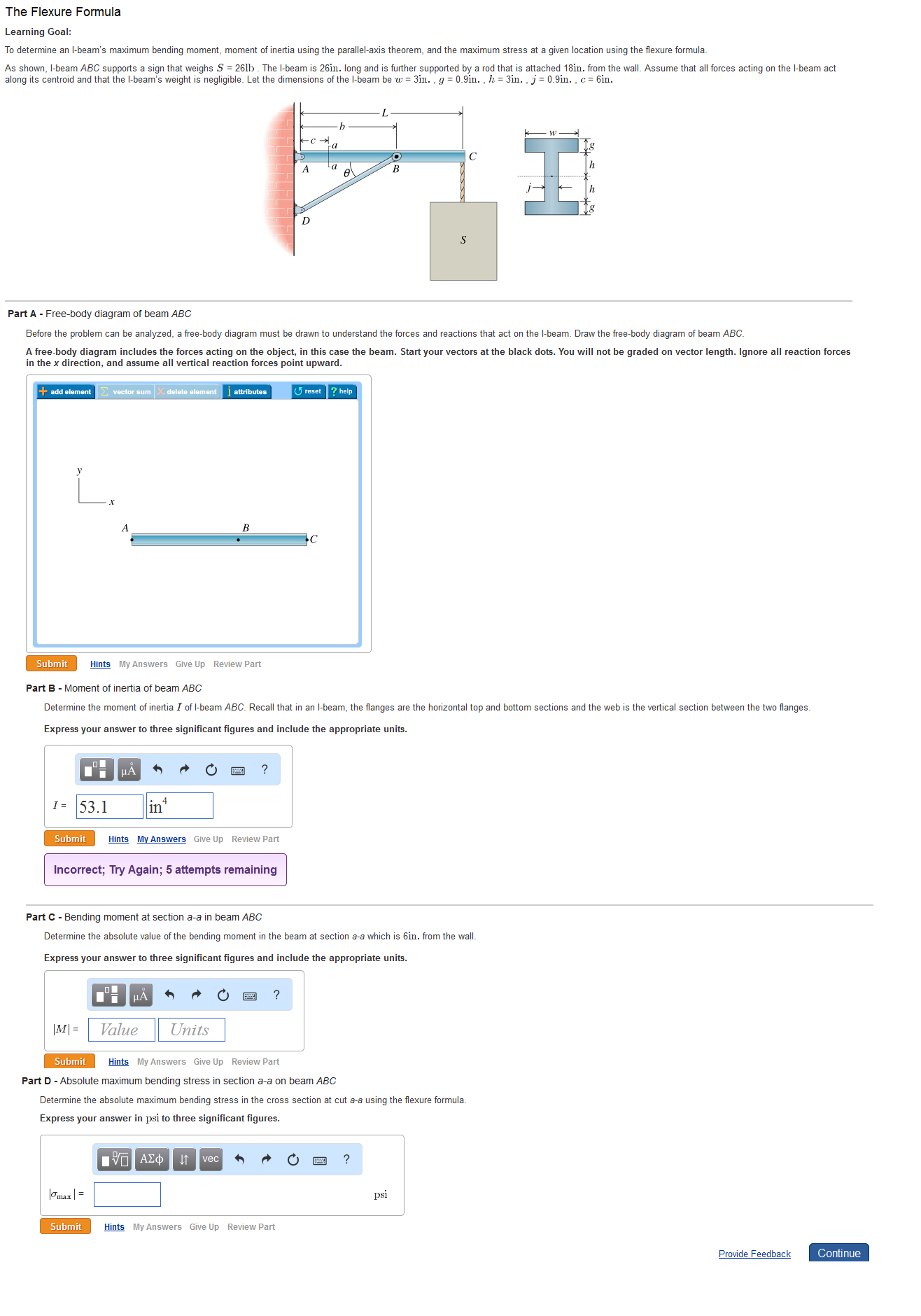 Solved To determine an I-beam s maximum bending moment, | Chegg.com
