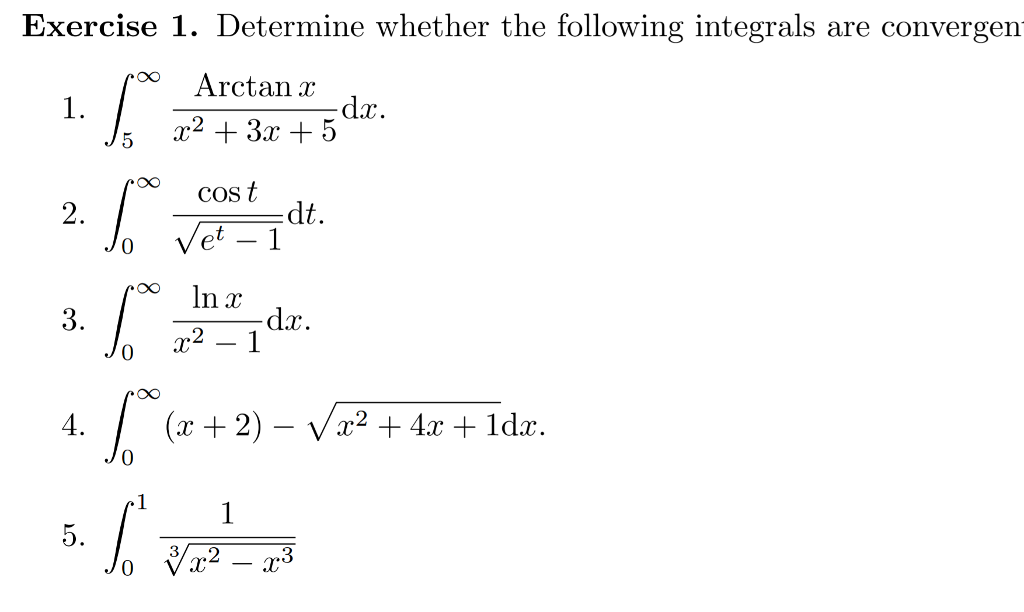 Solved Determine whether the following integrals are | Chegg.com Solved Determine whether the following integrals are | Chegg.com