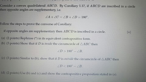 Solved Consider a convex quadrilateral ABCD. By Corollary | Chegg.com