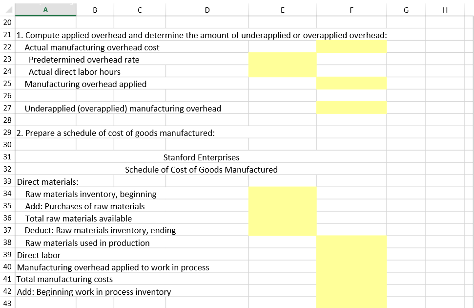 Solved 1 Stanford Enterprises uses job-order costing 2 The | Chegg.com