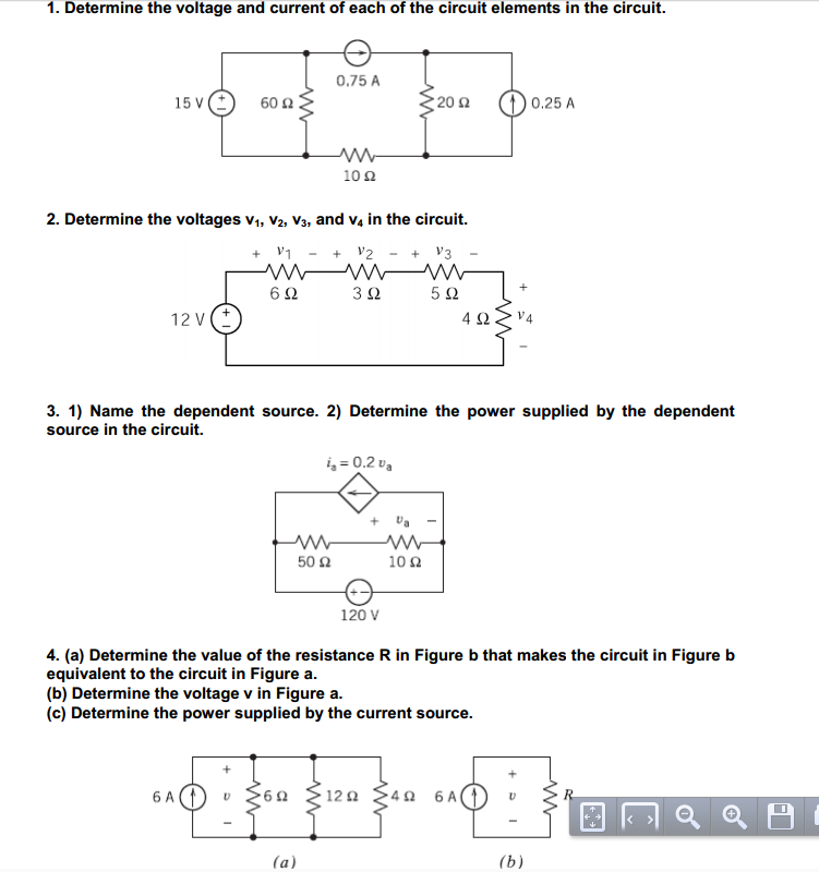 Solved 1. Determine the voltage and current of each of the | Chegg.com