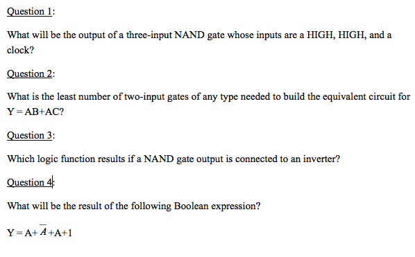 Solved What will be the output of a three-input NAND gate | Chegg.com