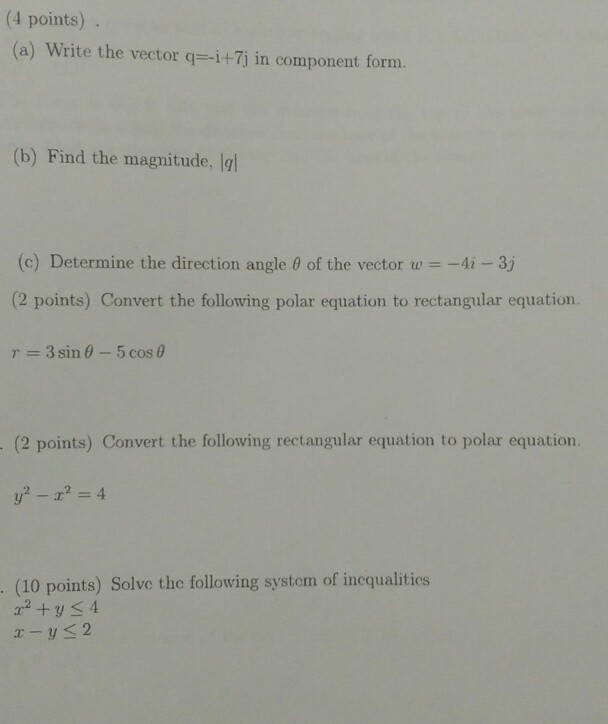 Solved (4 points) (a) Write the vector qi+7j in component | Chegg.com