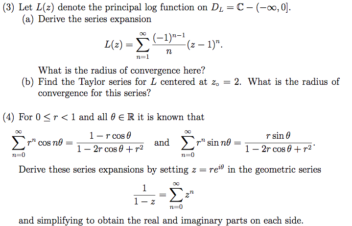 Solved (3) Let L(z) denote the principal log function on Di | Chegg.com