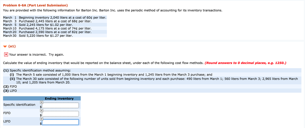 Solved Problem 6-6A (Part Level Submission) You are provided | Chegg.com